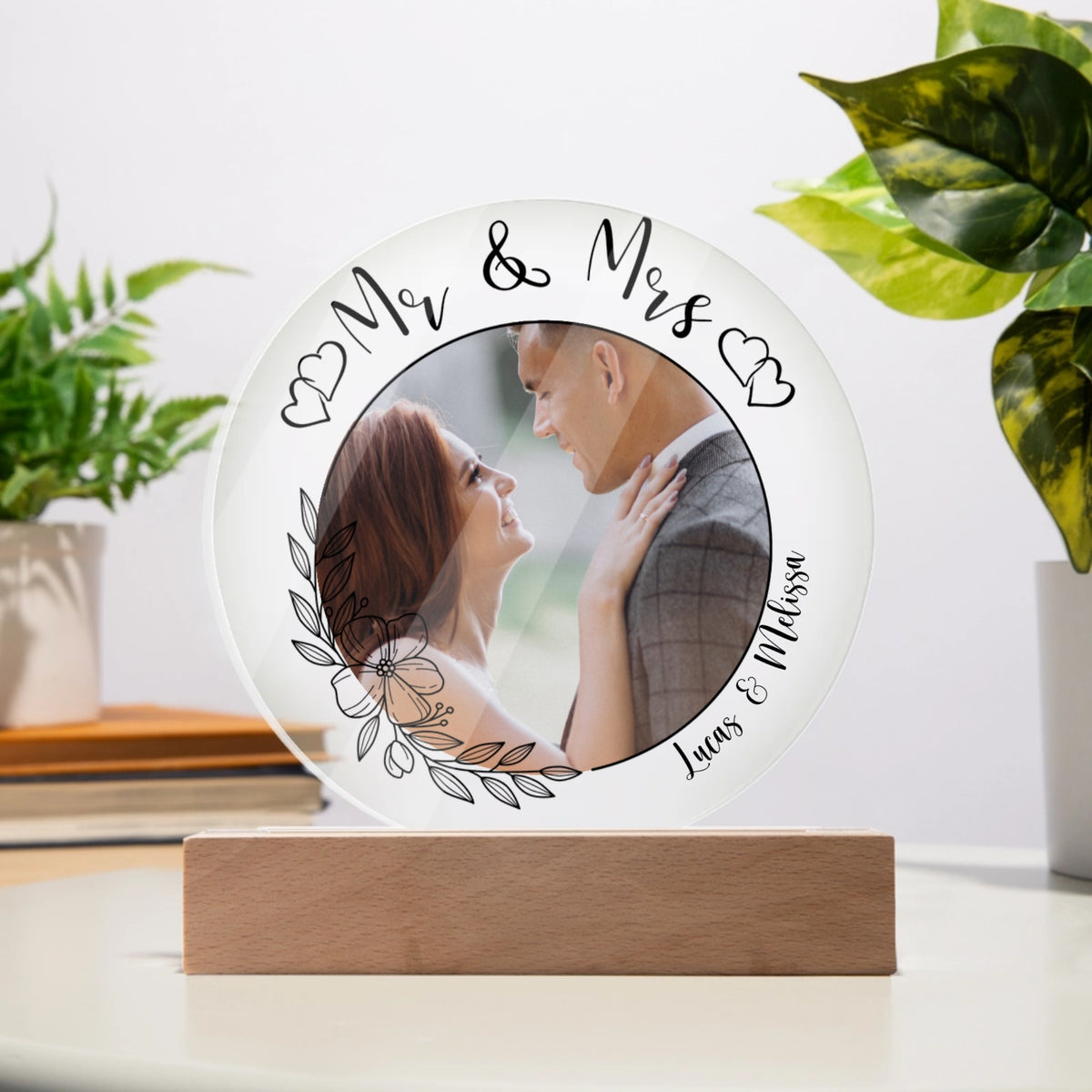 Personalized Wedding Couple Circle Acrylic Plaque - Wedding Keepsake