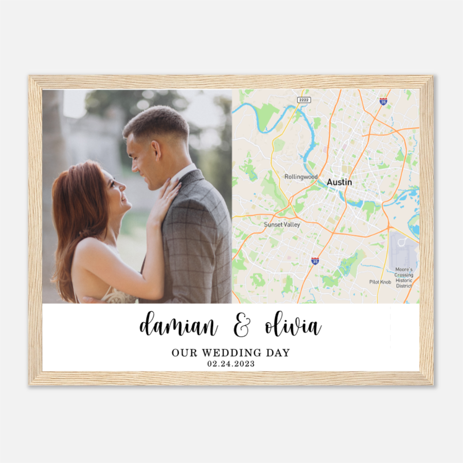 Custom Map With Your Photo Wooden Framed Poster 30x40 cm / 12x16″ | All ...